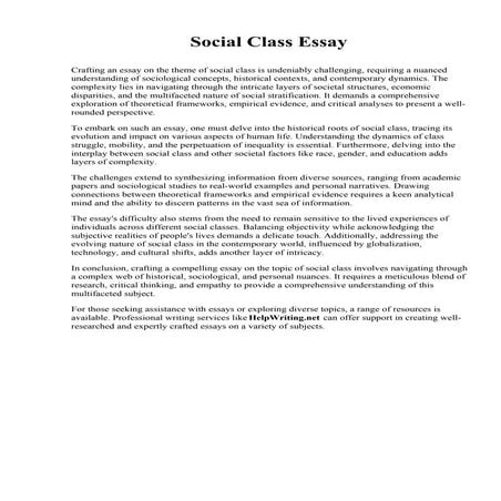 Social Stratification Essay. Springfield College | PDF
