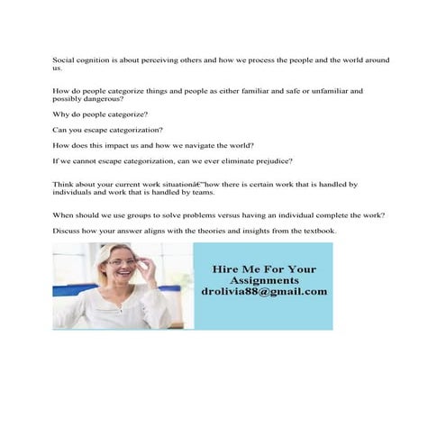 Social cognition is about perceiving others and how we process the peo.docx