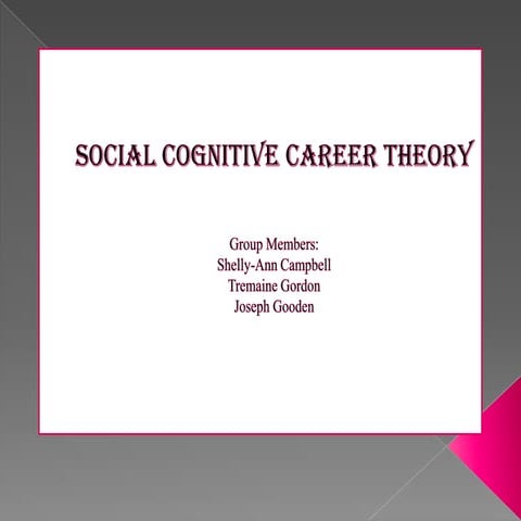 Social Cognitive Career Theory (SCCT) - Caitlin Lambert | PPTX