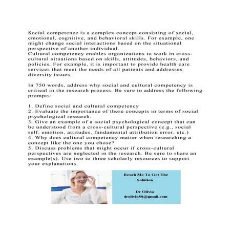 Social competence is a complex concept consisting of social, emoti.docx