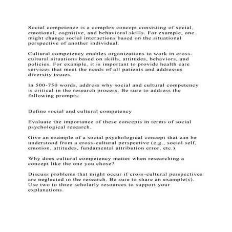 Social competence is a complex concept consisting of social, emoti.docx