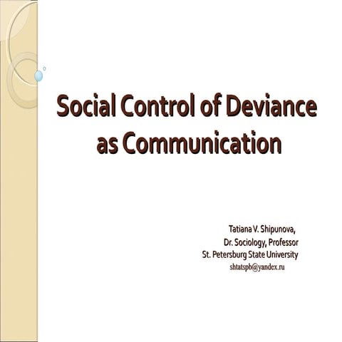 Social control of deviance as communication | PPT