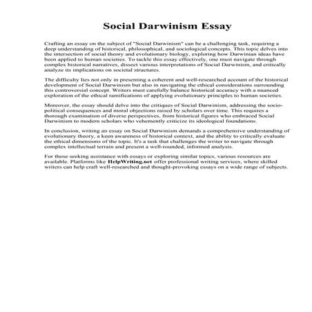 Social Darwinism Essay | PDF