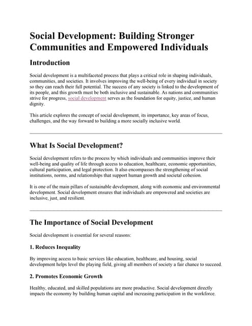 Social Development | PDF
