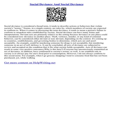 Social Deviance And Social Deviance | PDF