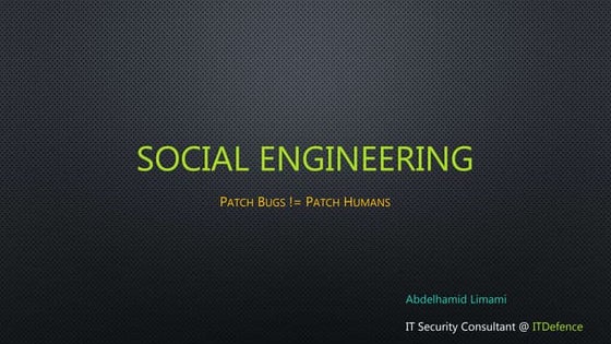 Social engineering presentation | PPTX | Email | Internet