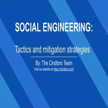 Cybersecurity Social Engineering Tactics & Mitigation Strategies | PPTX