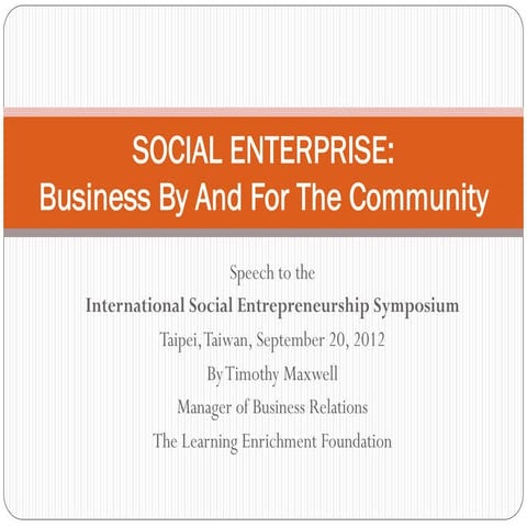 Social enterprise business by and for the community | PDF