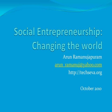 Social entrepreneurship: Changing the World | PPTX
