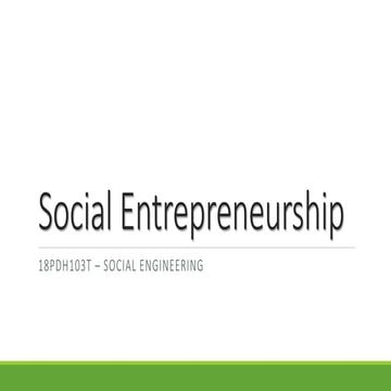 Social Entrepreneurship about the skills | PDF