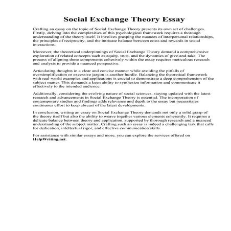 Social Exchange Theory Essay | PDF