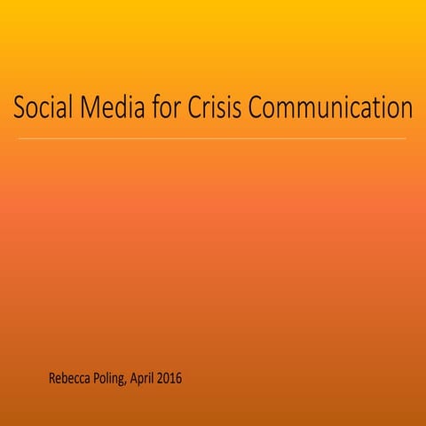 Social Media for Crisis Communication - Sneak Peak | PPT