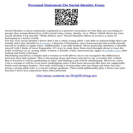 Essay On Social Identity | PDF