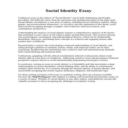 Social Identity Essay.pdf | Education