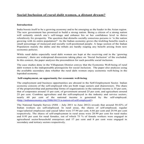 Social inclusion of rural dalit women | PDF