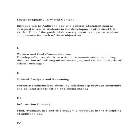 Social Inequality in World ContextIntroduction to Anthropology.docx