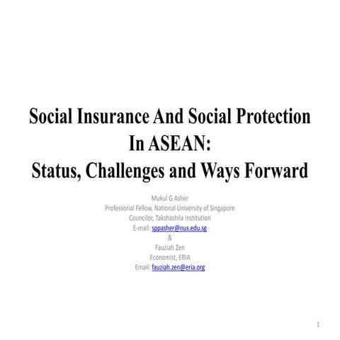 Social insurance and social protection in ASEAN: status, challenges and ...