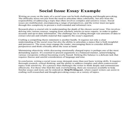 Social Issue Essay Example | PDF