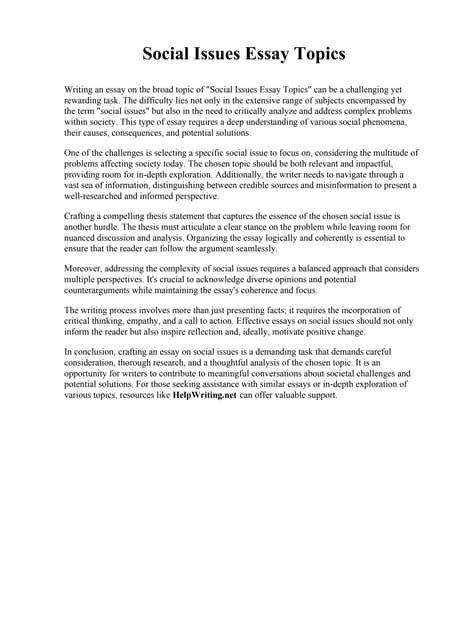 Essay On Social Problem | PDF