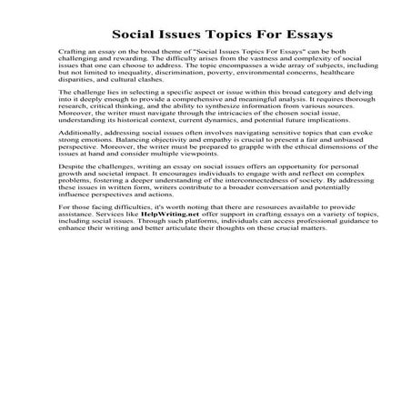 Social Issues Topics For Essays.pdf