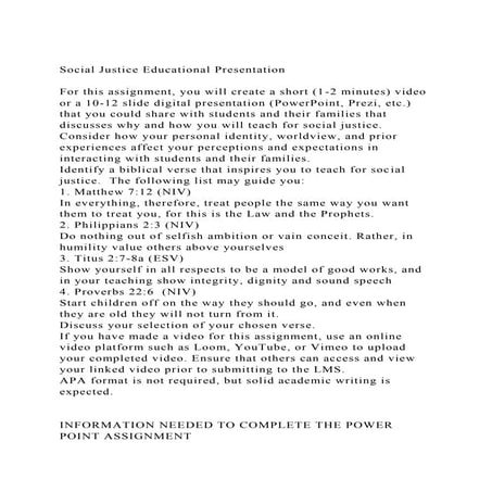 Social Justice Educational PresentationFor this assignment, yo.docx