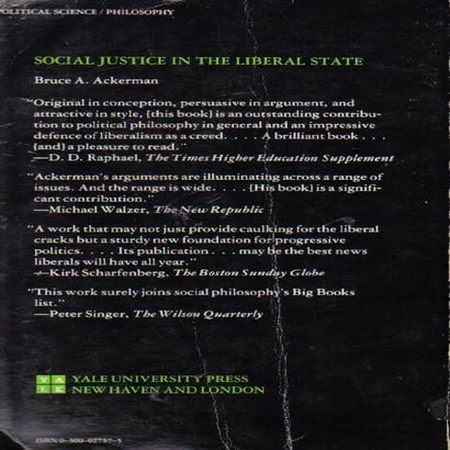 Social justice in the liberal state bruce a ackerman - back cover | PDF
