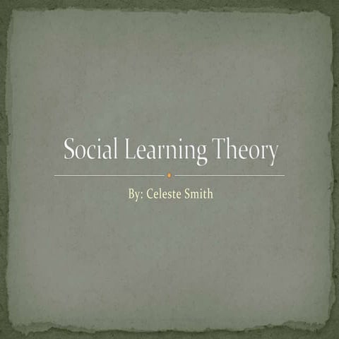 Social learning theory | PPTX | Special Education | Education