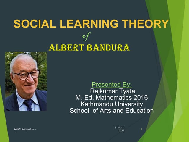 BANDURA SOCIAL LEARNING THEORY | PPTX