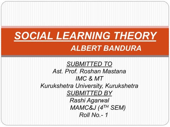 Albert bandura and social learning theory | PPT