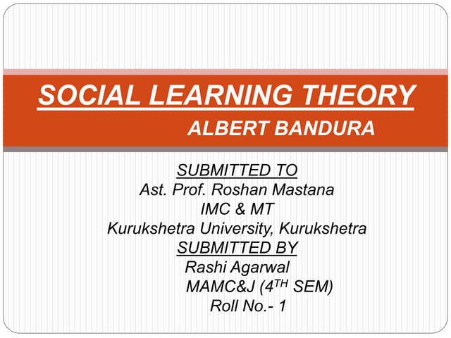 Albert bandura and social learning theory | PPTX