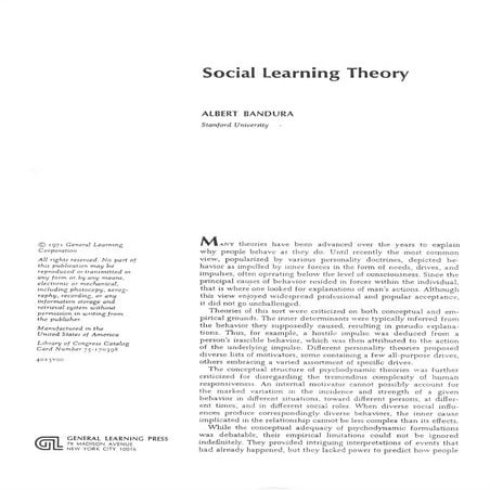Social learning theory by albert bandura | PDF