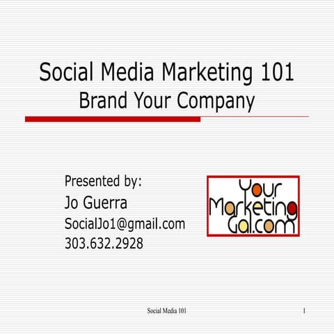 Social Media Marketing 101 Brand Your Business | PPT