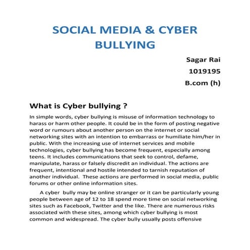 Social media and cyberbullying | PDF