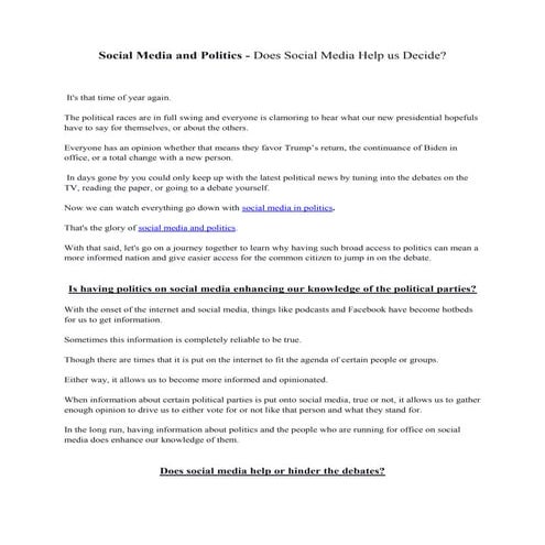 The Impact of Social Media on Local Political Campaigns | PDF