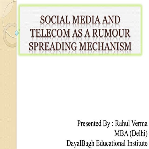Social media and telecom spreading rumours and mechanism | PPTX ...