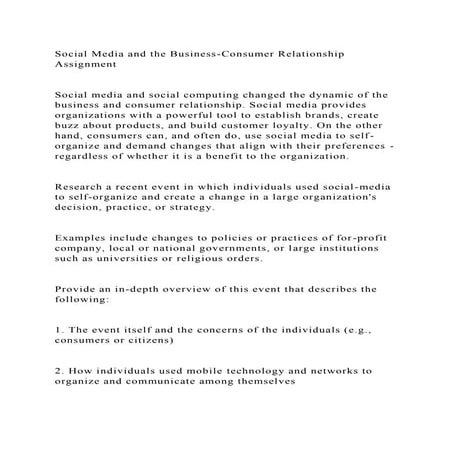 Social Media and the Business-Consumer Relationship Assignment.docx