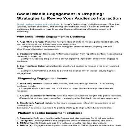 Social Media Engagement is Dropping Strategies to Revive Your Audience ...