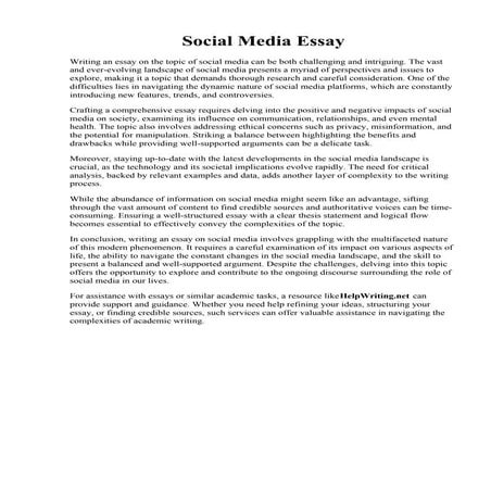 Social Media Essay | PDF