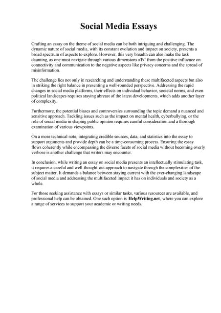Essay On Social Media.pdf | Homework and Study | Education