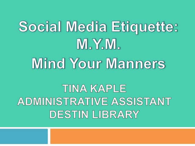 Social Media Etiquette (organisational) | PPTX