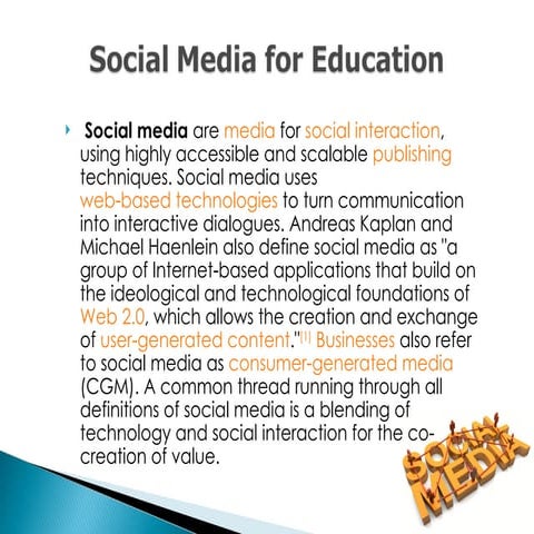 Social Media For Education | PPT