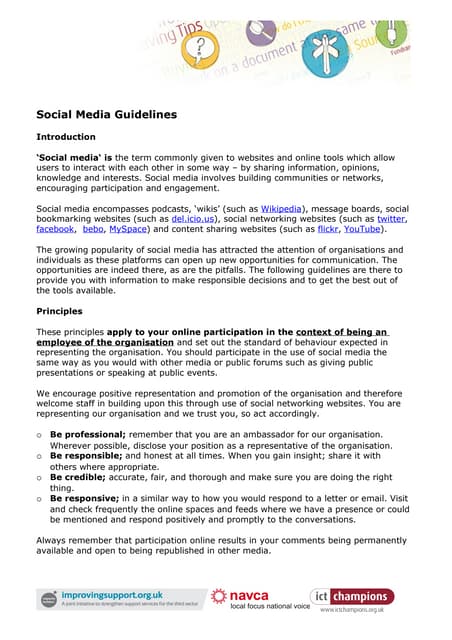 Social Media Policy and Guidelines | PDF