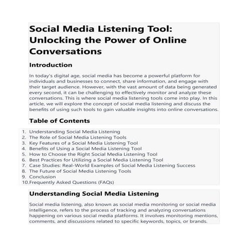 The Art of Social Media Listening | PPTX