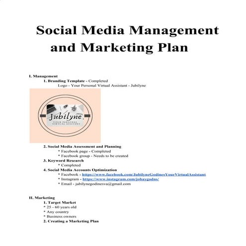 Social media management and marketing plan | PDF