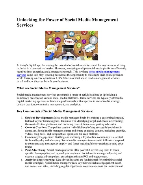 Introduction to Social Media Management. | PDF