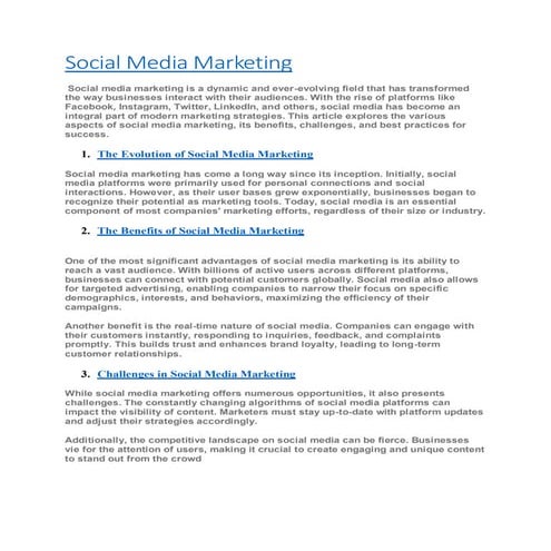 Social Media Marketing Pdf