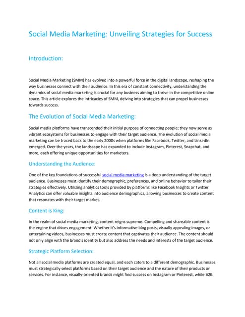 Importance of Social Media Marketing presentation | PDF | Social Networking | Internet