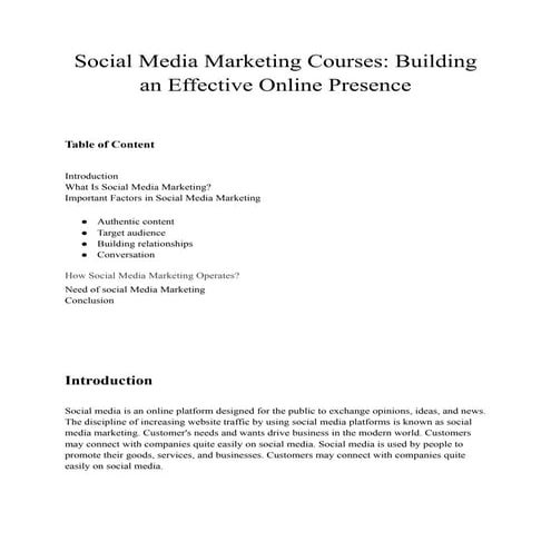 Project report on social media marketing | PDF