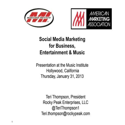 Social Media Marketing for Business, Entertainment & Music | PPT