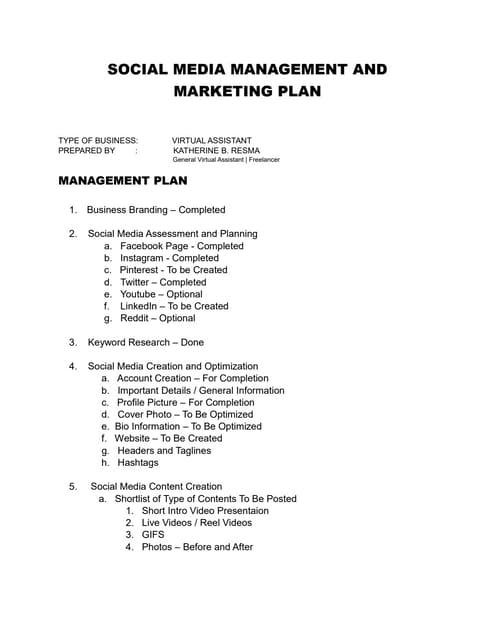 Smm plan | PDF